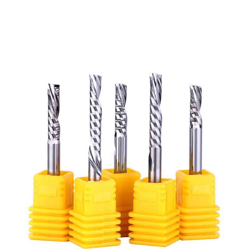 10PCS Single Flute SHK 3.175/4/5/6mm Left Spiral Down Cut One Flute ...