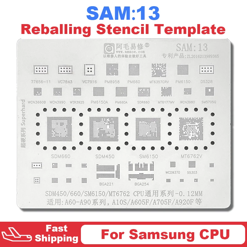 Cpu Bga Reballing Stencil Sam13 For Samsung A60 A70 A80 A90 A10s A605f ...