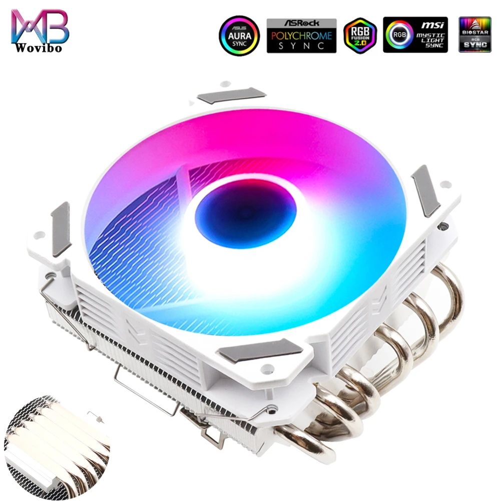 Argb Cpu Radiator Fan Low Profile Cooler Pwm 4pin 130w Lga 1150 1151 ...