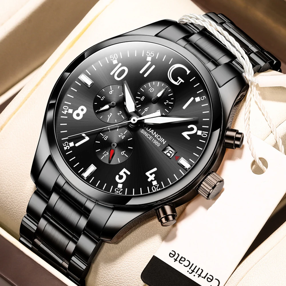 GUANQIN-Rel-gio-luminoso-imperme-vel-masculino-pulseira-de-a-o-inoxid ...