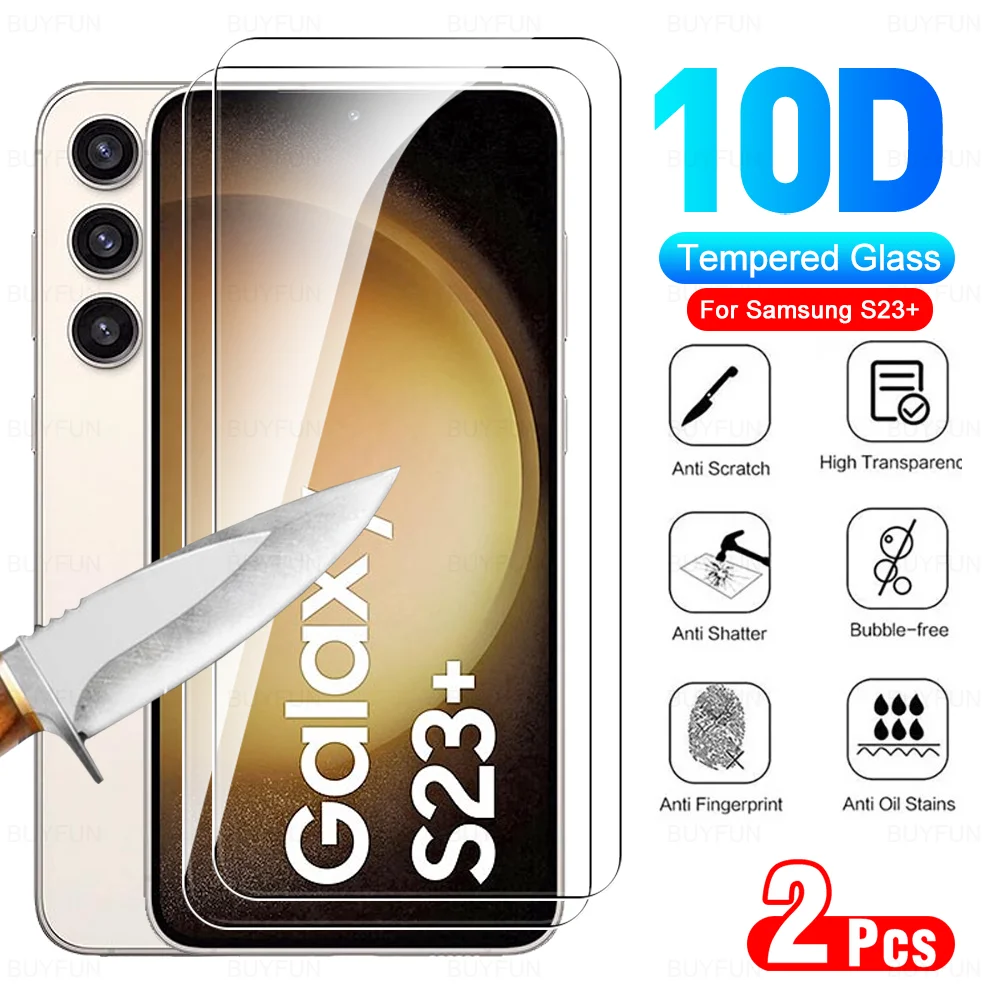 2pcs Glass For Samsung Galaxy S23 S23+ Full Cover Tempered Glass ...