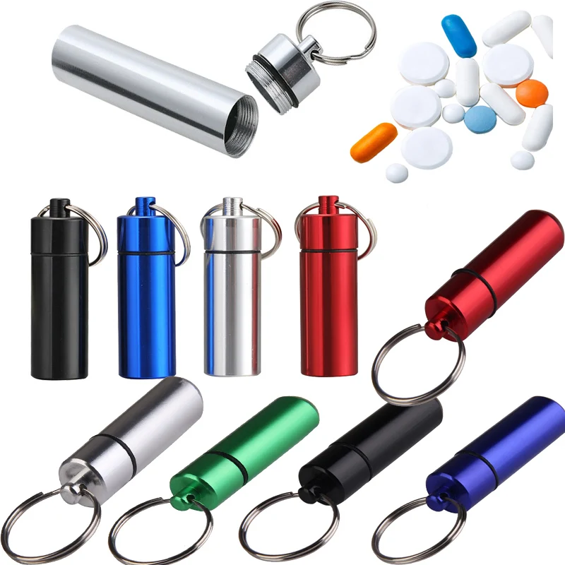 Portable-Aluminium-Pill-Case-Keychain-Outdoor-Pocket-Pill-Box-Container ...