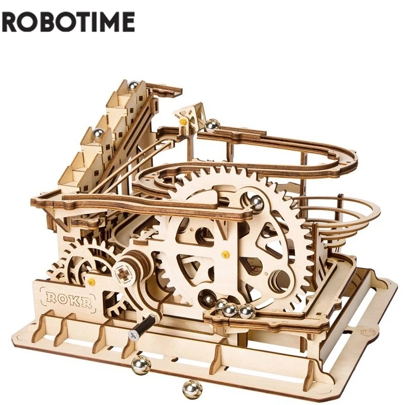 Robotime Rokr 4 Kinds Marble Run DIY Waterwheel Wooden Model Building ...