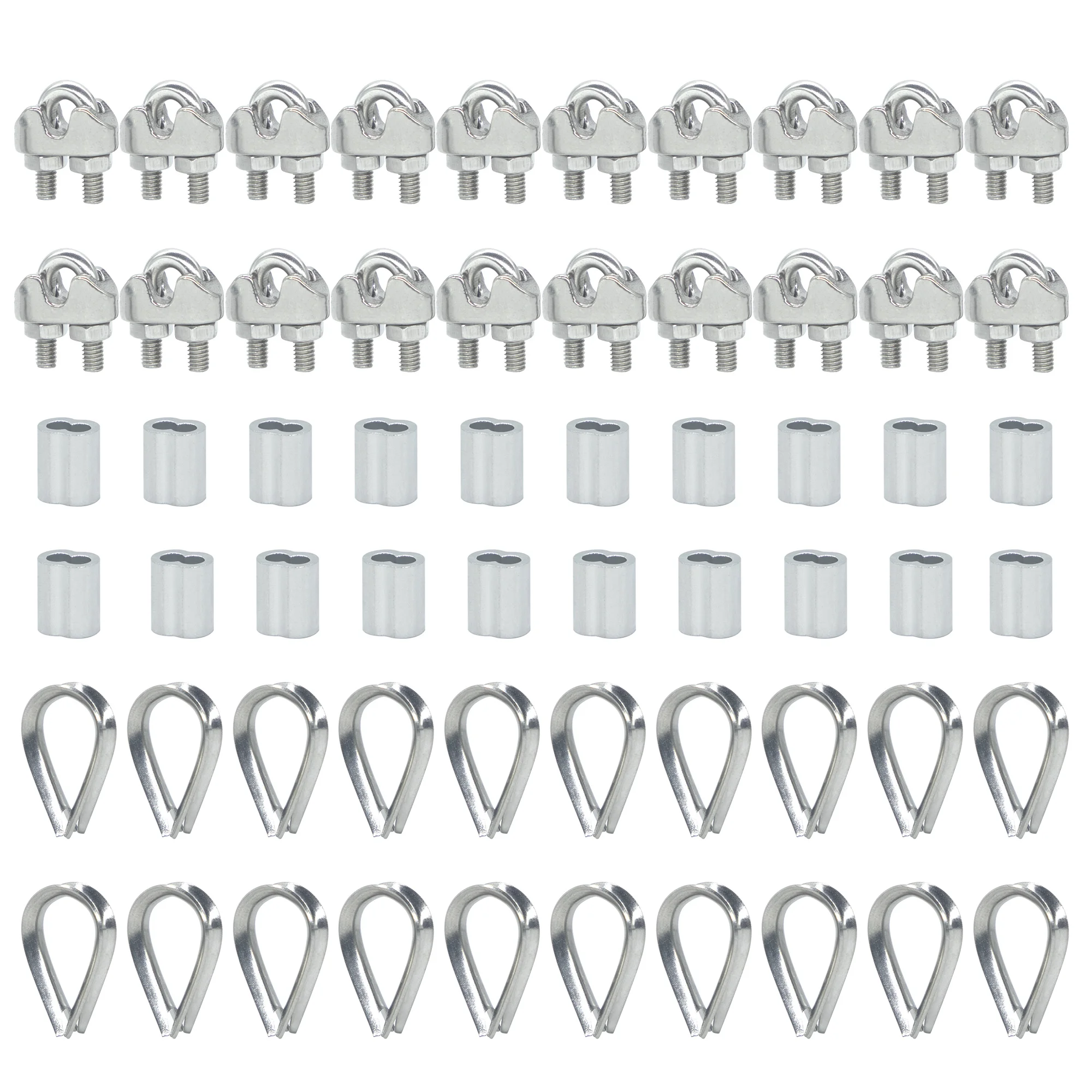 60PCS-M3-1-8Inch-Stainless-Steel-Wire-Rope-Accessory-Set-Thimble-and ...