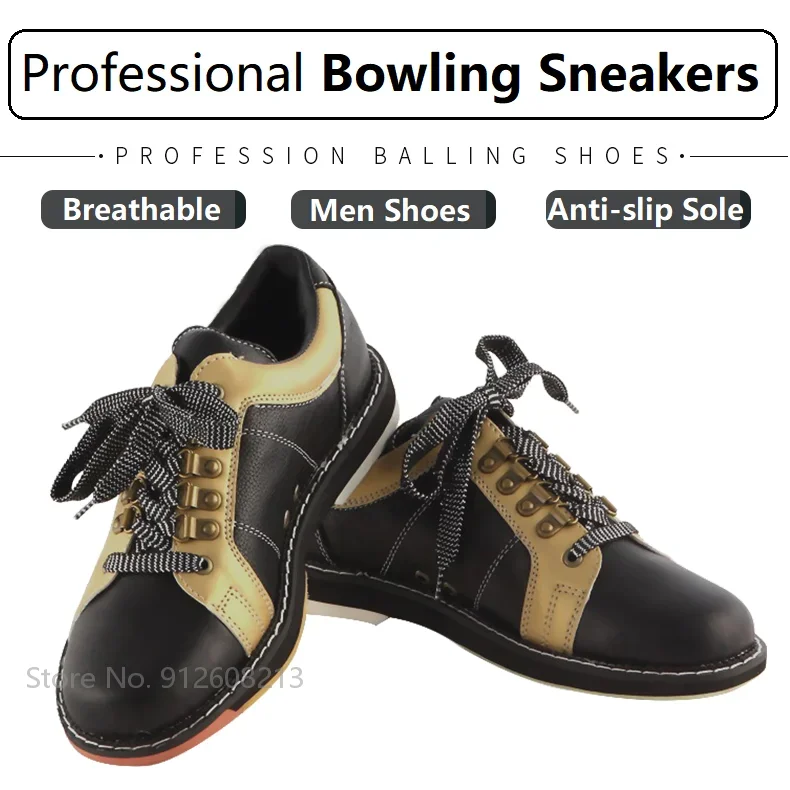 Genuine-Leather-Breathable-Bowling-Shoes-for-Men-Non-slip-Sole-Bowling ...