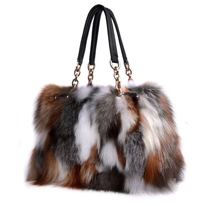 Real Fox Fur Bag Winter Women Handbag Designer Luxury Bag Evening Party ...