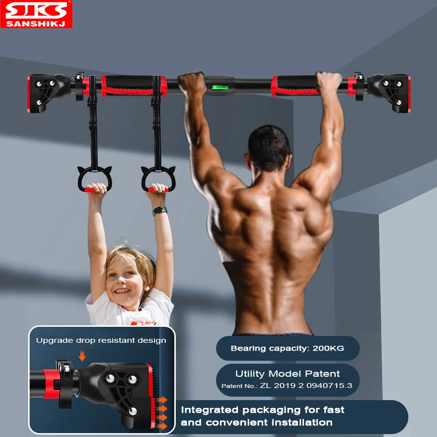 New-Anti-Drop-Indoor-Horizontal-Bar-Home-No-Punching-Wall-mounted-Pull ...