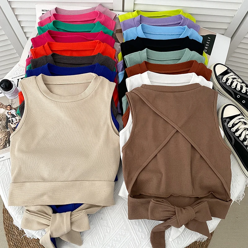 Backless Tank Tops Sexy Fashion Crop Top Girls Laced Above Navel ...