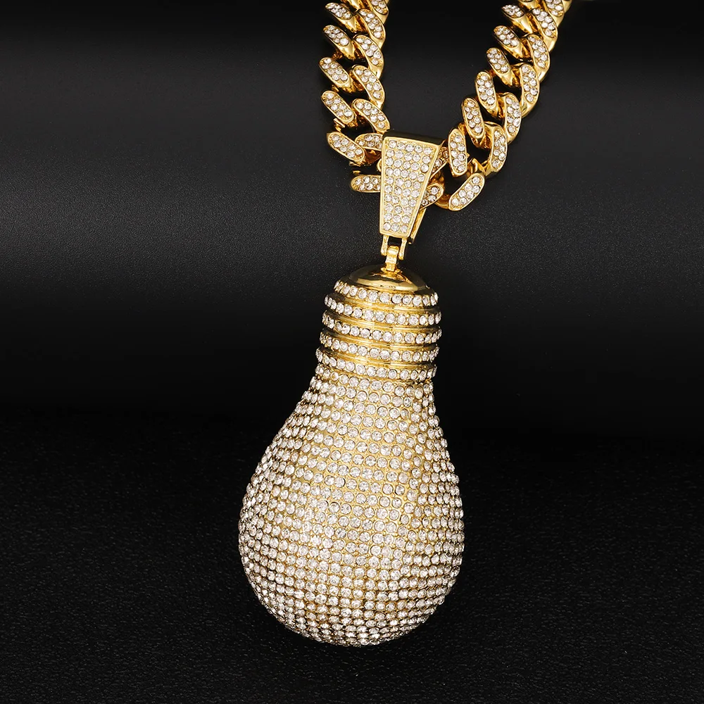 Hip-Hop-Cubic-Zirconia-Pave-Bling-Iced-Out-Light-bulb-pendant-Necklace ...