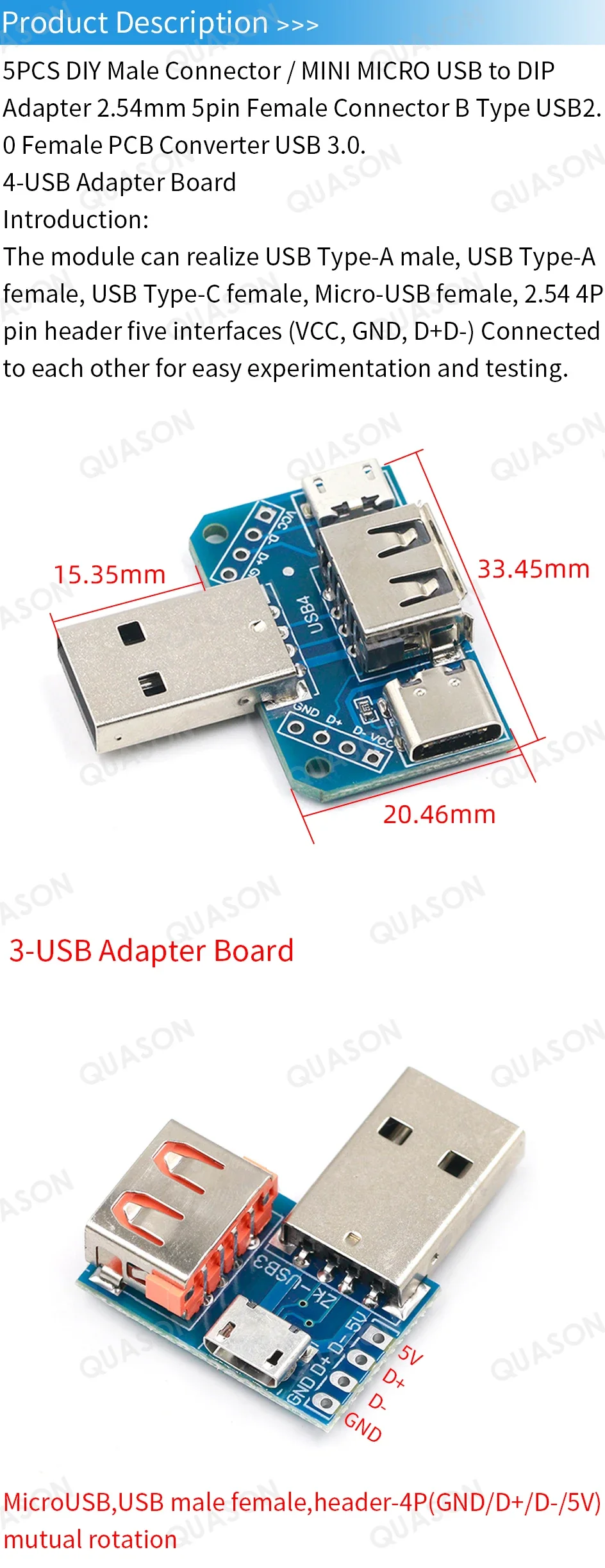 1 шт. USB-разъем/адаптер MINI MICRO USB-DIP, гнездовой разъем 2,54 ...