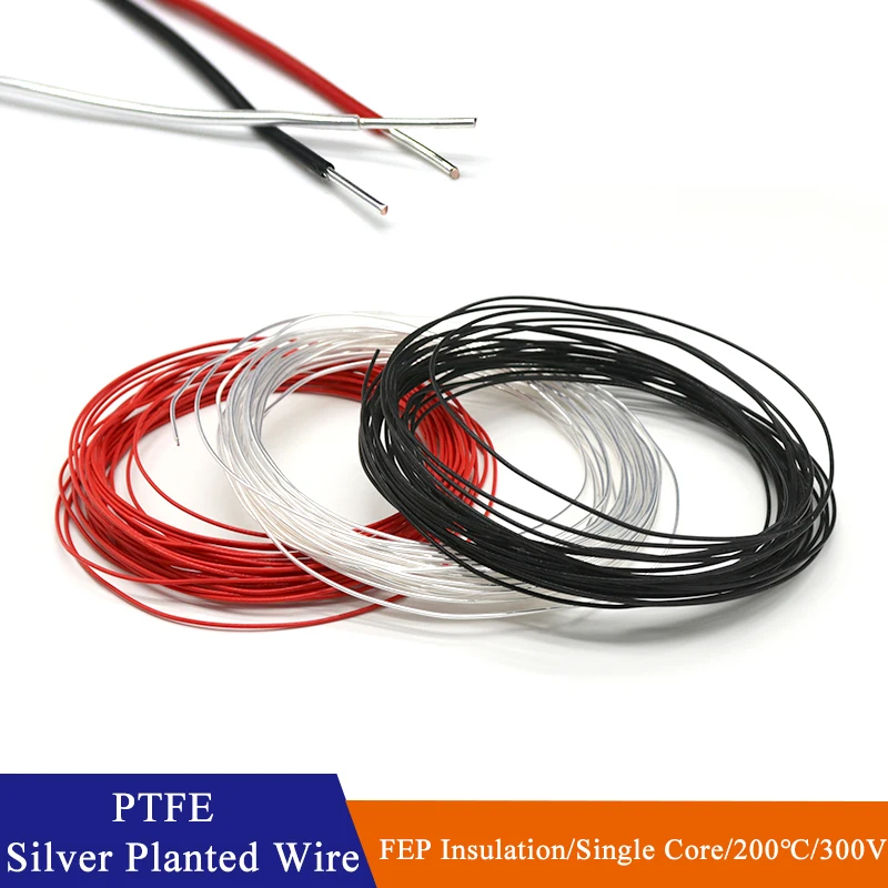 2-5-10-20-50M-Single-Core-PTFE-Wire-FEP-Insulation-Silver-Plated-High ...