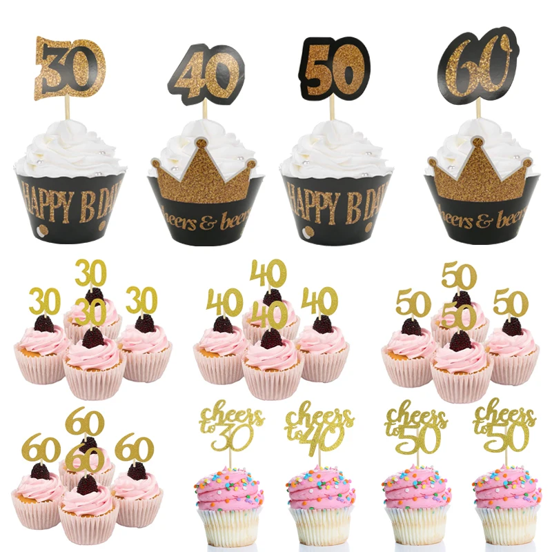 40th Birthday Cupcake Toppers