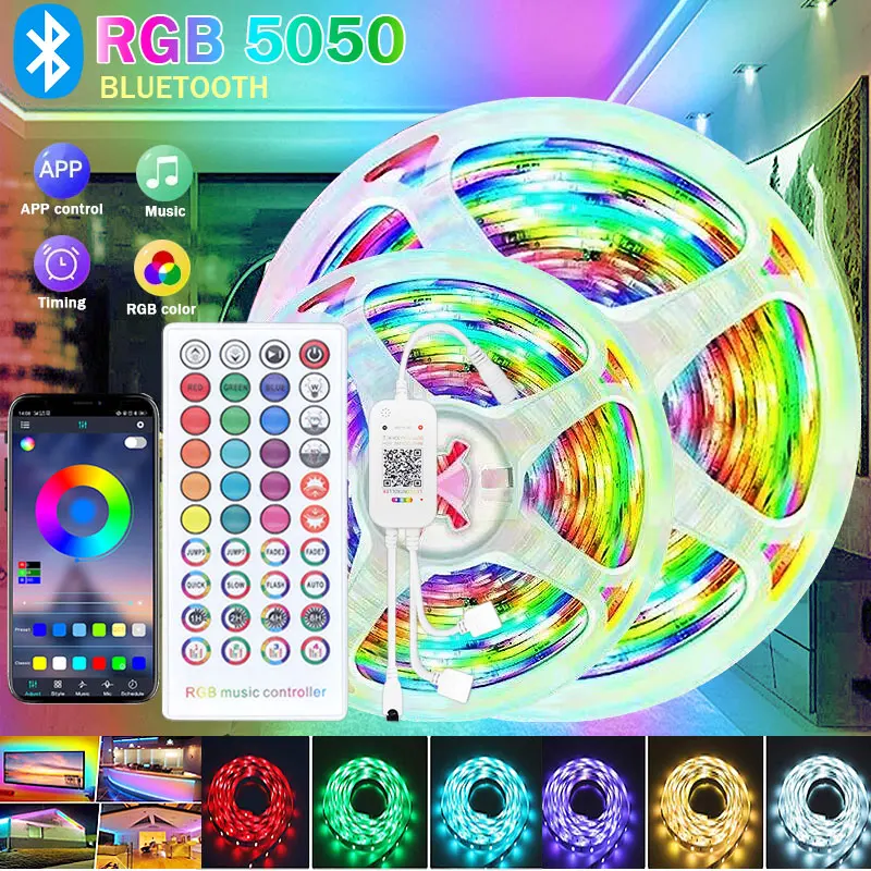 2835 5050 RGB 와이파이 블루투스 LED 테이프, 12 볼트 LED 스트립 조명, 어린이 방 얼음 스트링, TV ...