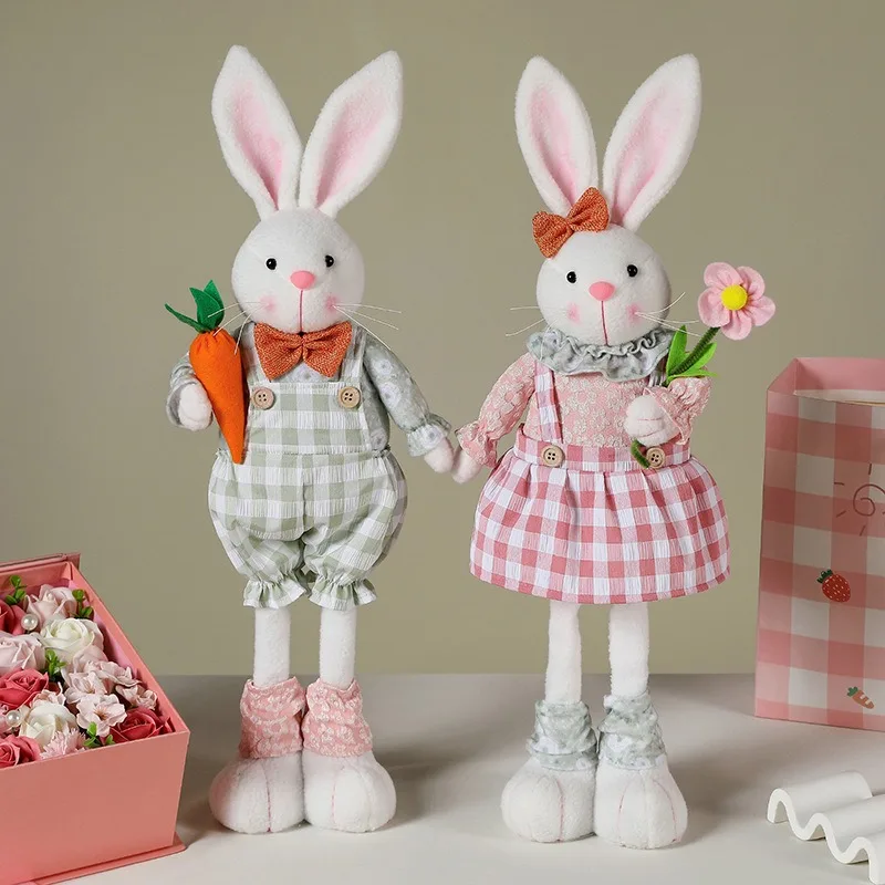 Easter Stretchy Rabbit Figurines Standing Long-Leg Bunny Decor Easter ...