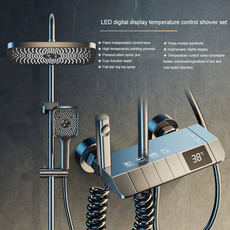 Piano-Button-Shower-Set-For-Bathroom-LED-Display-Temperature-Control ...