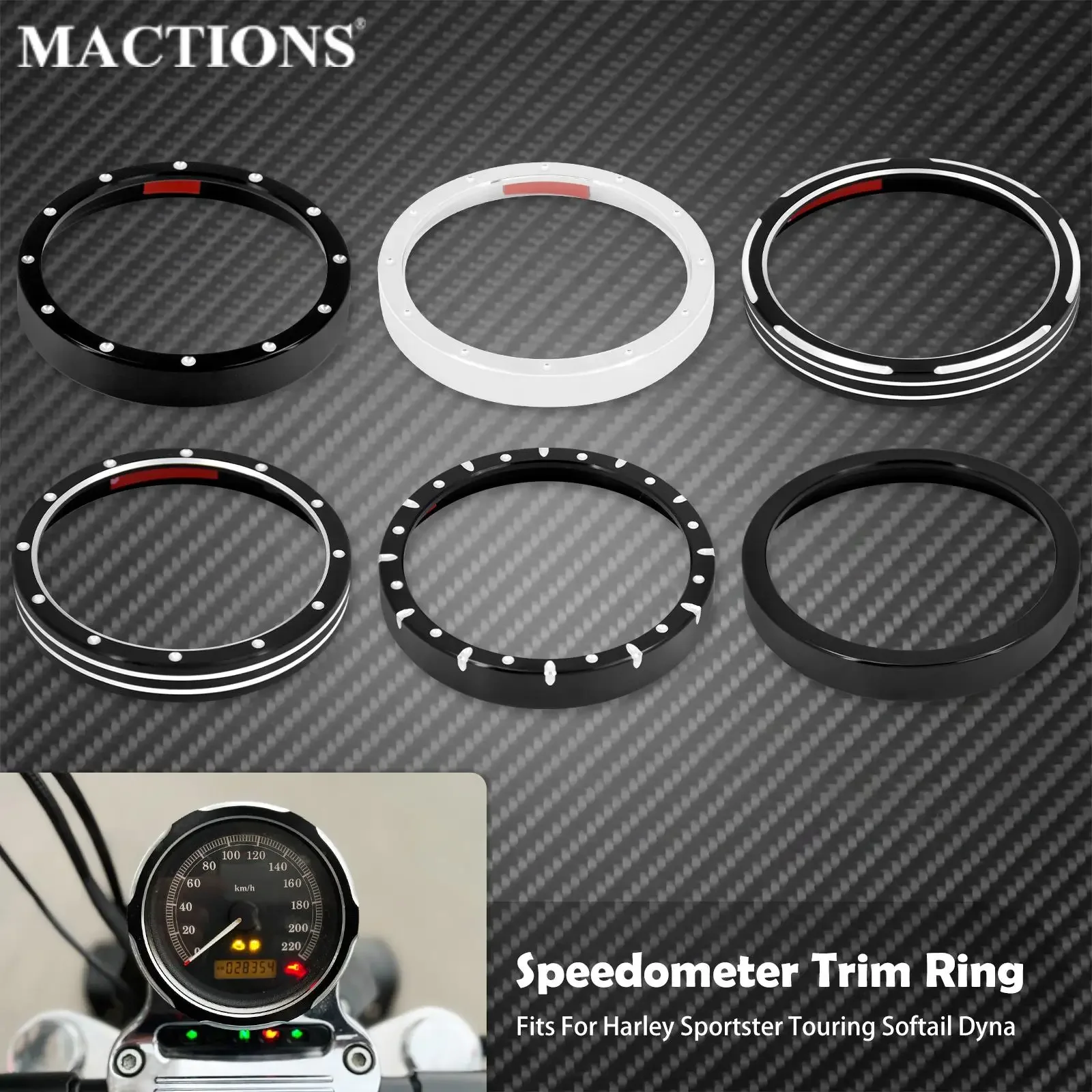 Motorcycle-Black-Speedometer-Trim-Bezel-Cover-Billet-CNC-Cut-For-Harley ...