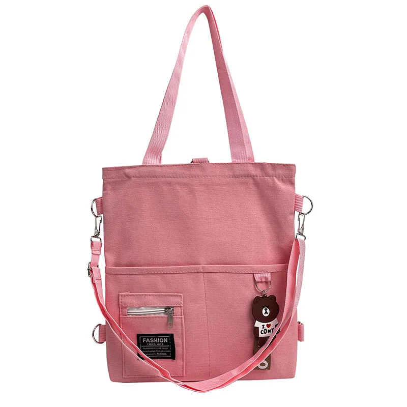 Solid-color-Bag-for-Women-New-Shopper-Bag-Handbag-Retro-Girls-Student ...