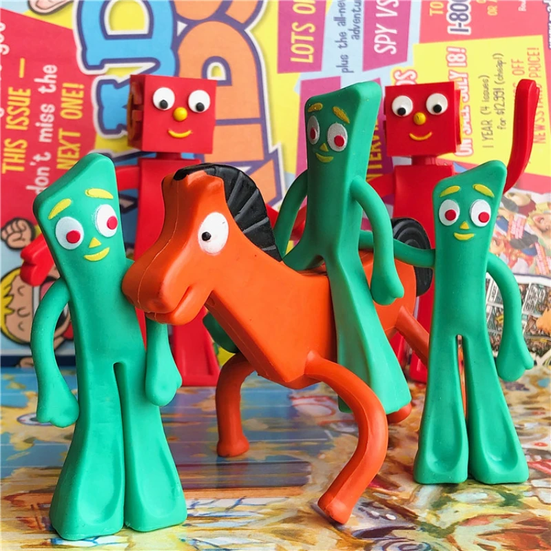 Retro Nostalgia Gumby Little Green Person Vent Elasticity Doll Anime ...