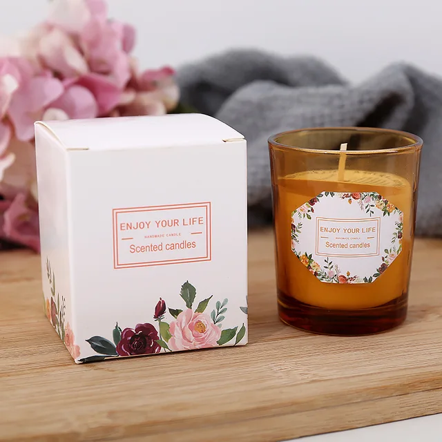 Decor Aromatherapy Scented Candles Box with Flowers Tin Can Fragrance ...