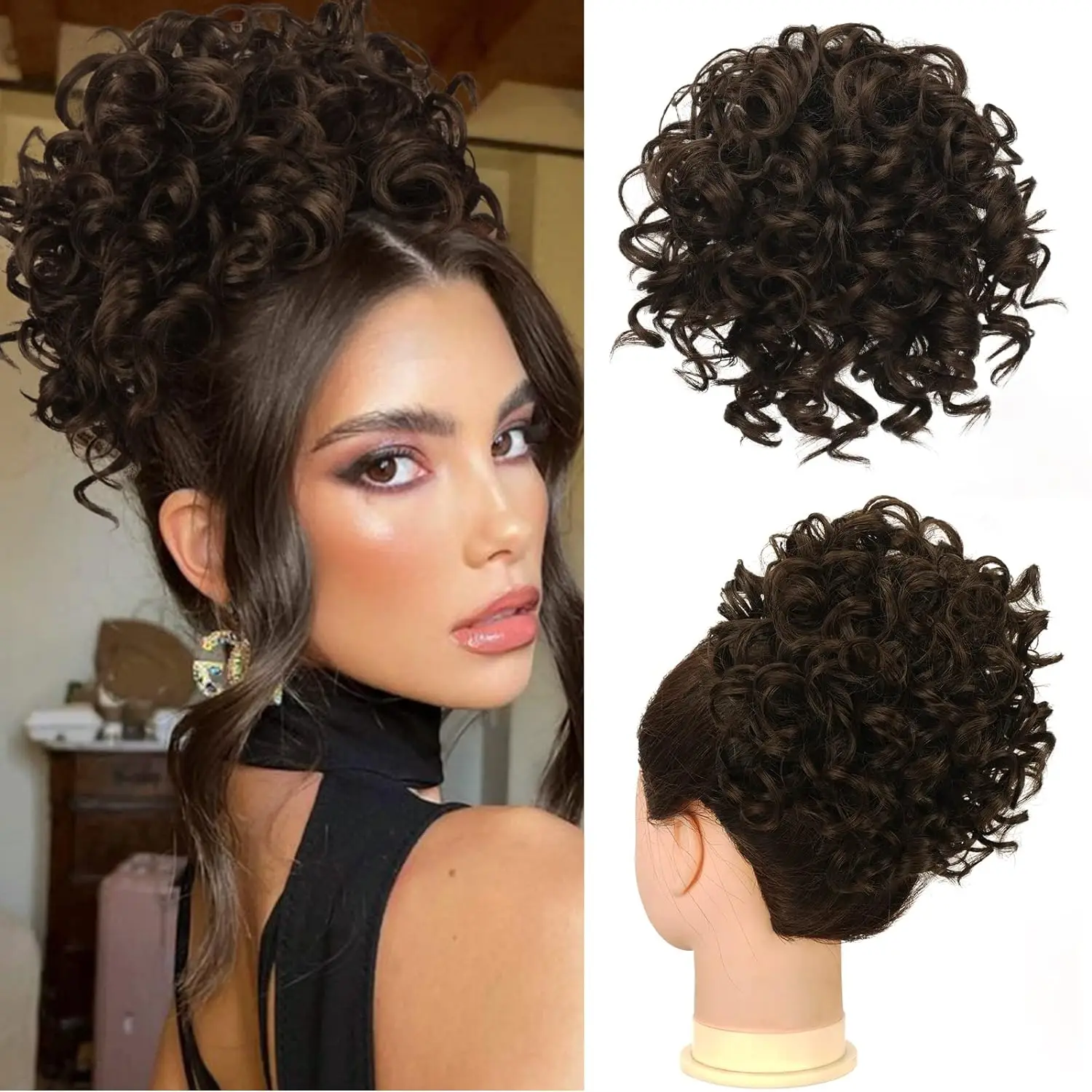 Queue-de-cheval-synth-tique-Messy-Hair-Bun-Extensions-pour-femmes ...