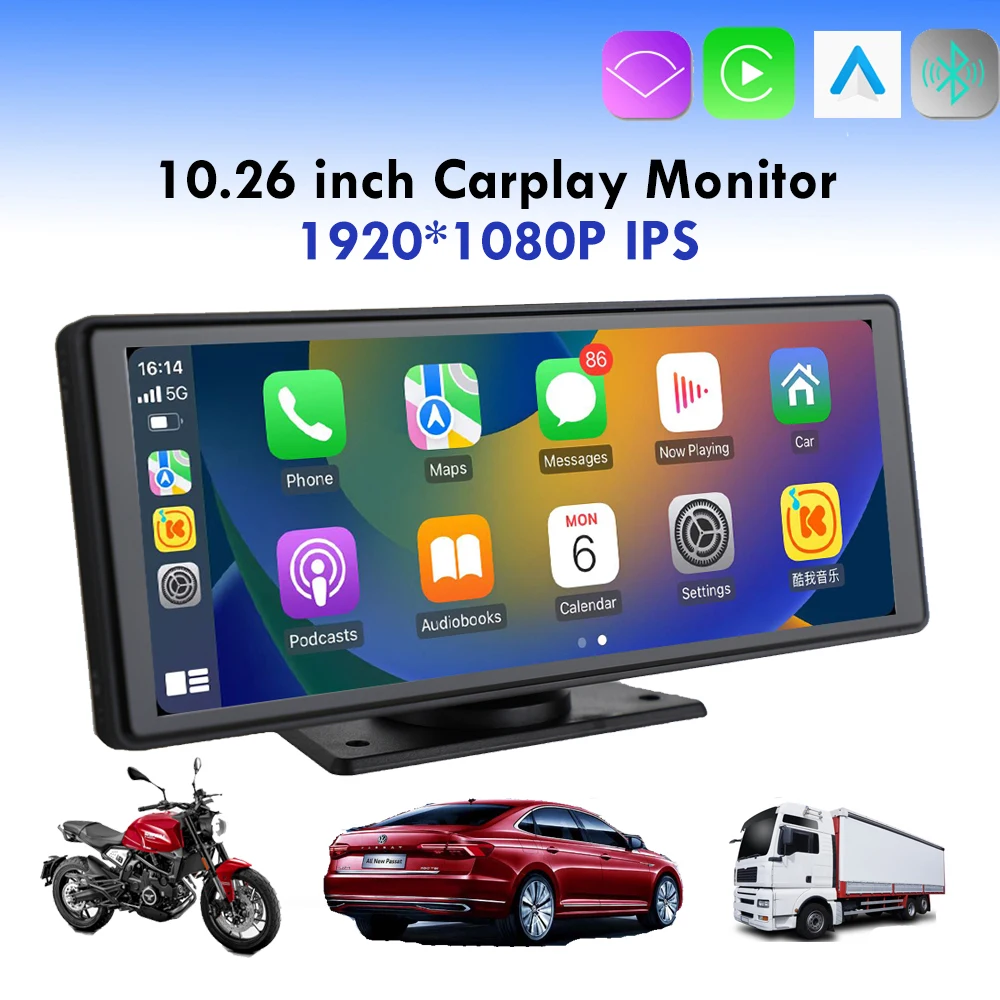 Carplay Wireless Monitor 10.26'' Android Auto Touch Display For Car ...