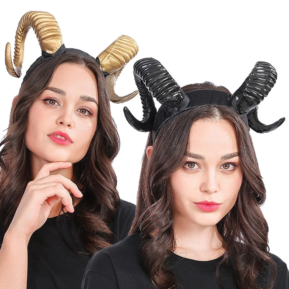 Black-Demon-Horn-Headwear-Headpiece-Cosplay-Gothic-Animal-Sheep-Devil ...