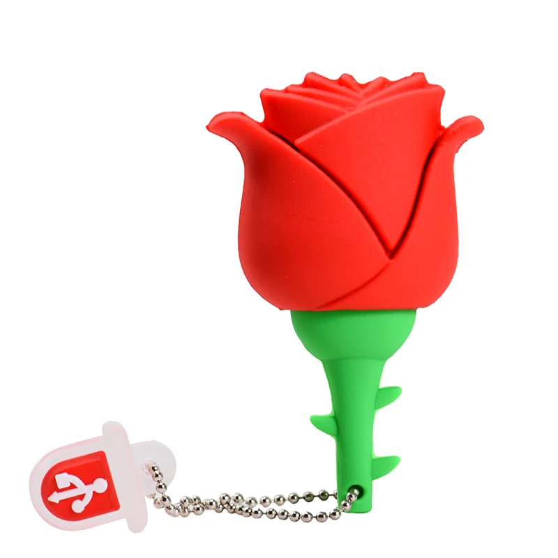 Rose-Flower-USB-Flash-Drive-64GB-Free-Key-Chain-Pen-Drive-32GB-Red-Blue ...