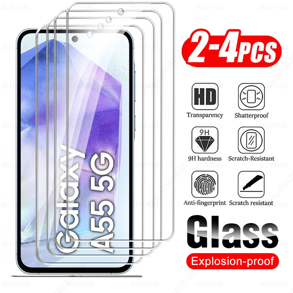 2/4PCS Cover Glass Screen Protector For Samsung Galaxy A55 5G ...