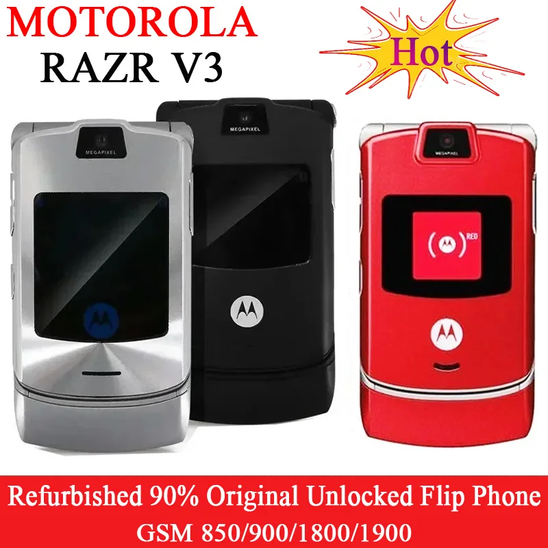 MOTOROLA-RAZR-V3-Bluetooth-Flip-Mobile-Phone-Double-Display-Senior-Fast ...