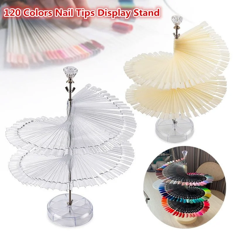 120-Colors-Nail-Tips-Spiral-Display-Stand-DIY-Nail-Art-Colors-Showing ...