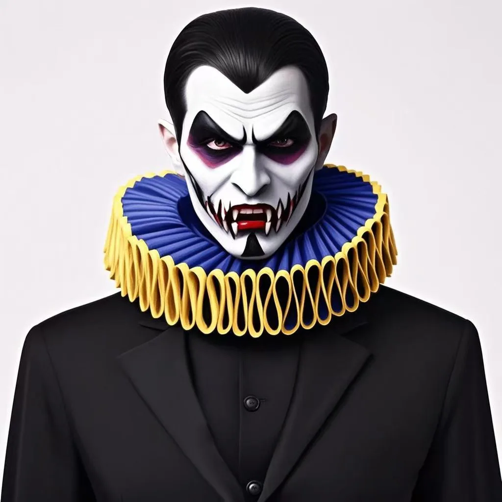 Clown Neck Ruffle Collar Victorian Medieval Renaissance Jester Costume ...