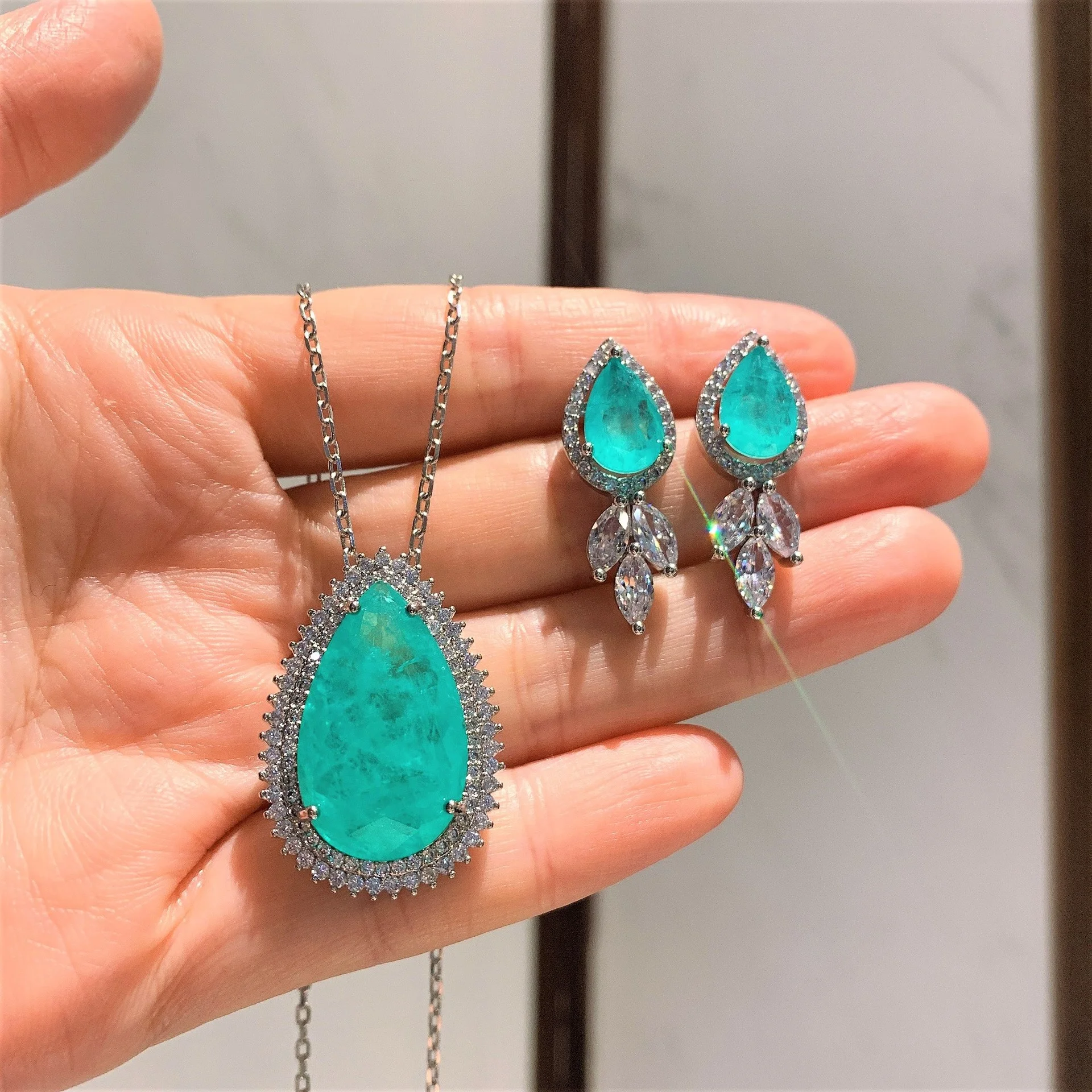 Luxury-brand-genuine-real-jewels-Sky-blue-anti-truth-palaiba-water-drop ...