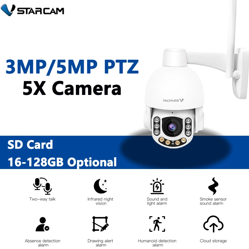 Vstarcam New Outdoor WIFI 3MP/5MP 5X PTZ Optical IP Camera Video ...