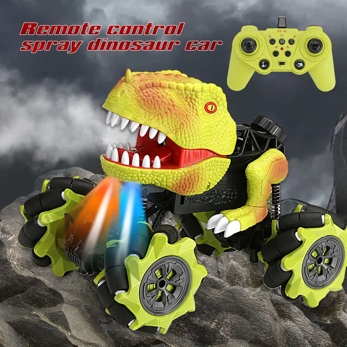 2-4G-RC-Dinosaur-Car-Remote-Control-Spray-Drift-Stunt-Vehicle-Roar ...