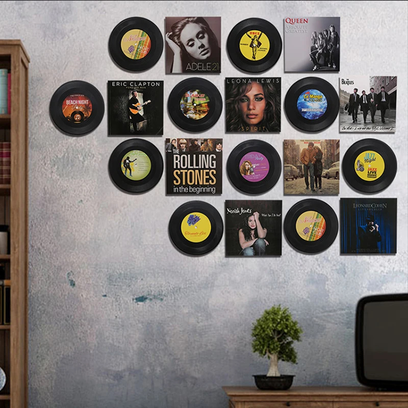 Vintage-Vinyl-Record-Wall-Art-Decoration-Bar-Cafe-Restaurant-Wall ...