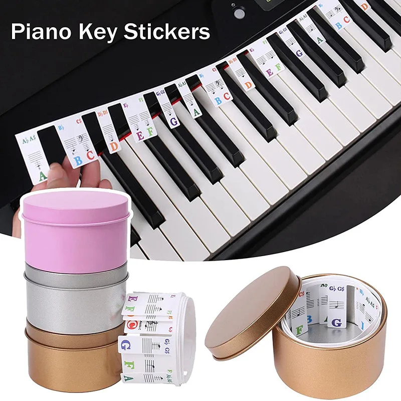 61/88 Keys Colorful Transparent Piano Keyboard Stickers Electronic ...