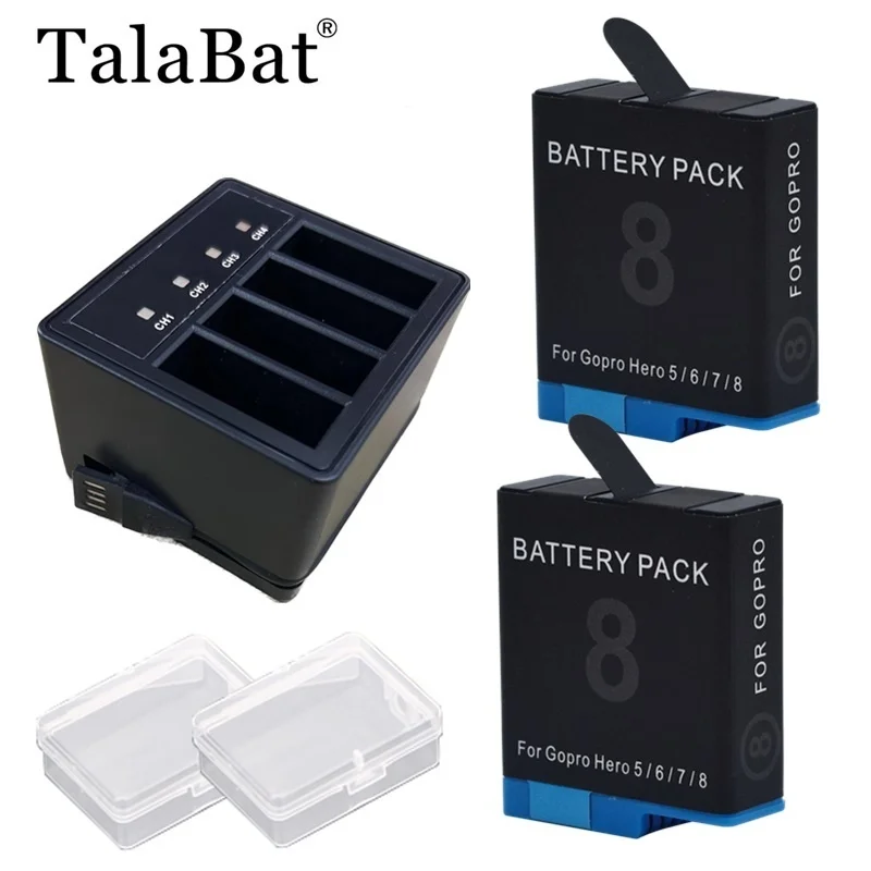 Battery-Charger-For-Gopro-Hero-8-7-6-5-2150mAh-Li-ion-Battery-4-Way ...
