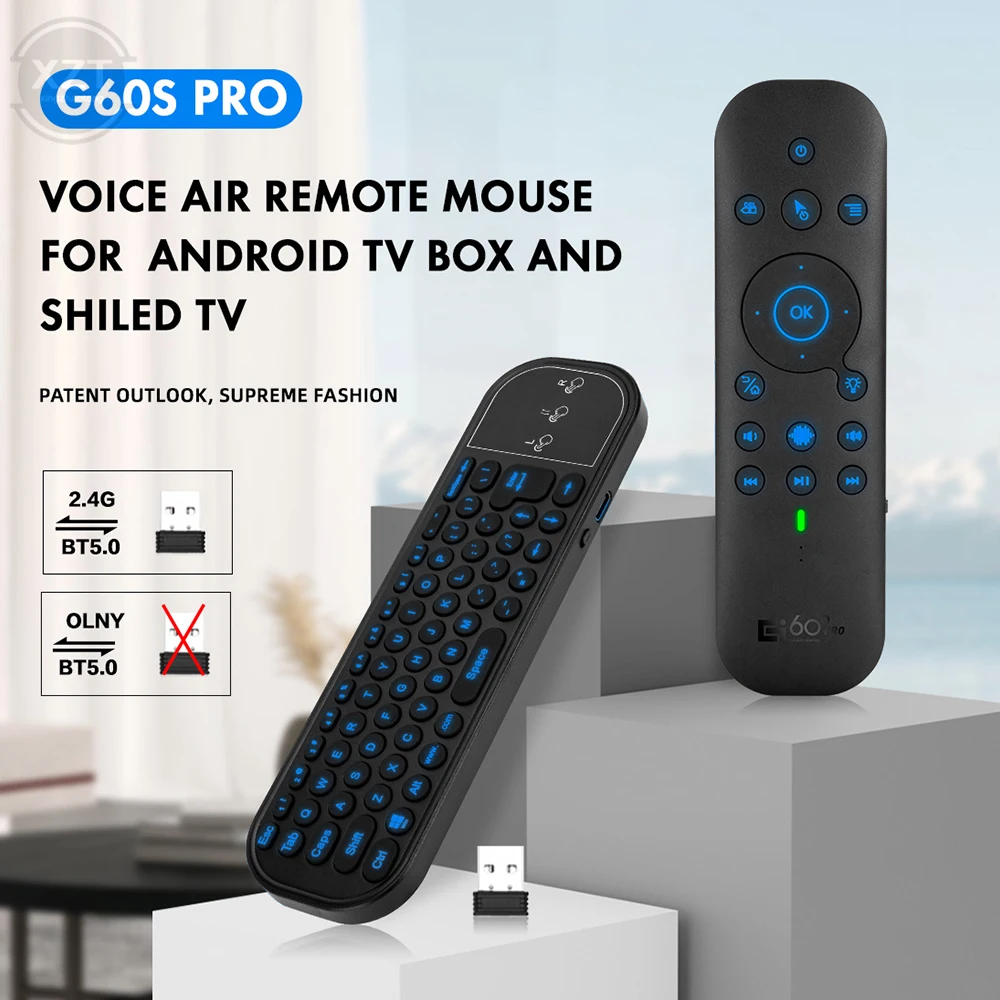 G60S Pro Bluetooth-compatib 5.0 2.4G Wireless Gyroscope Air Mouse Voice ...