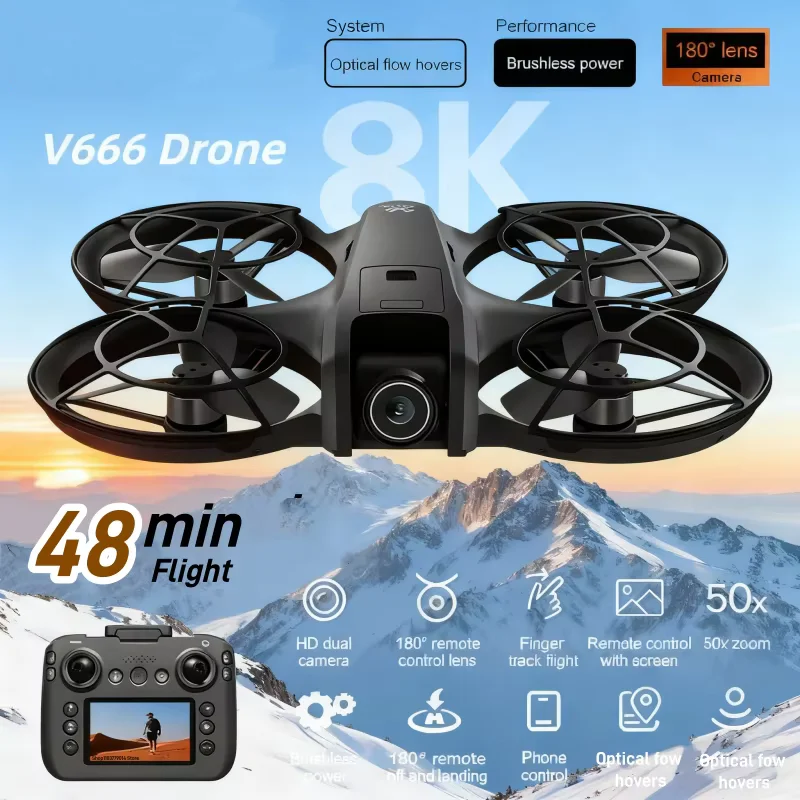 V666 ミニドローン 8K プロフェッショナル WIFI 5G ドローン 障害物回避 ブラシレス 高度維持 ヘッドレスモード RC クアッド ...