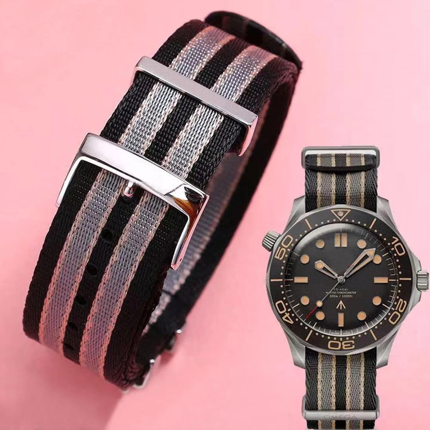 Nylon Watch Strap for Omega 007 for Seamaster 300 20mm Canvas ...
