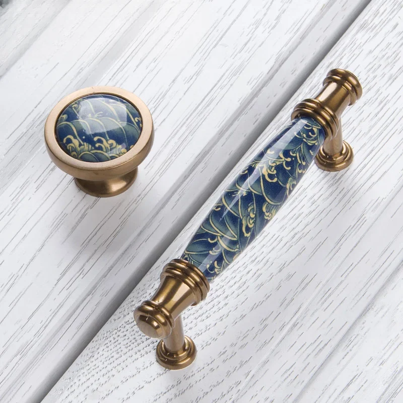 Blue-Ceramic-Cabinet-Handles-Vintage-European-antique-furniture-cabinet ...