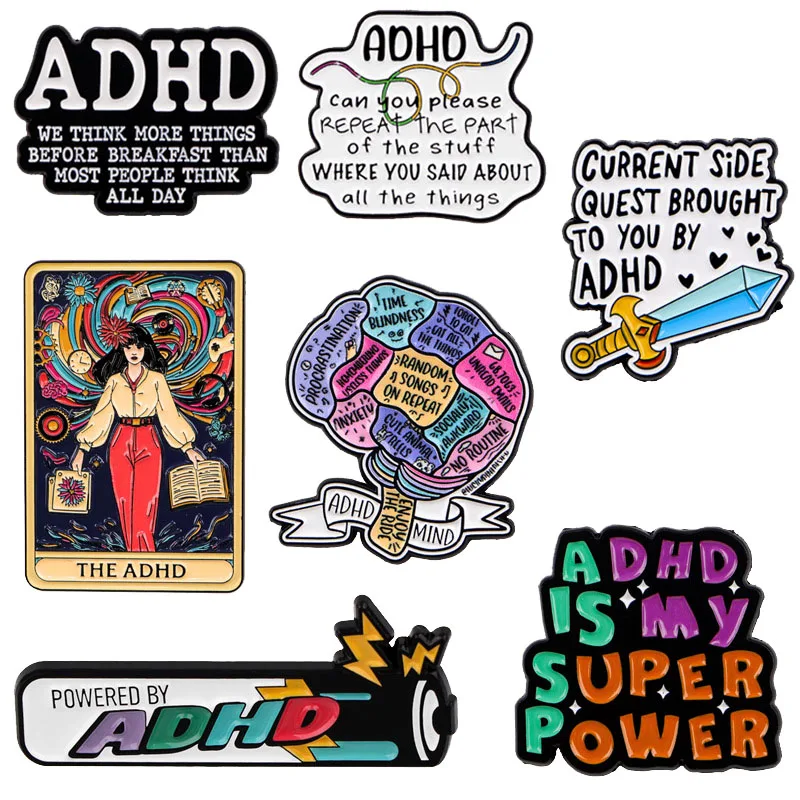 Backpack Enamel Pin English Alphabet Quotation on ADHD Lapel Pins Badge ...