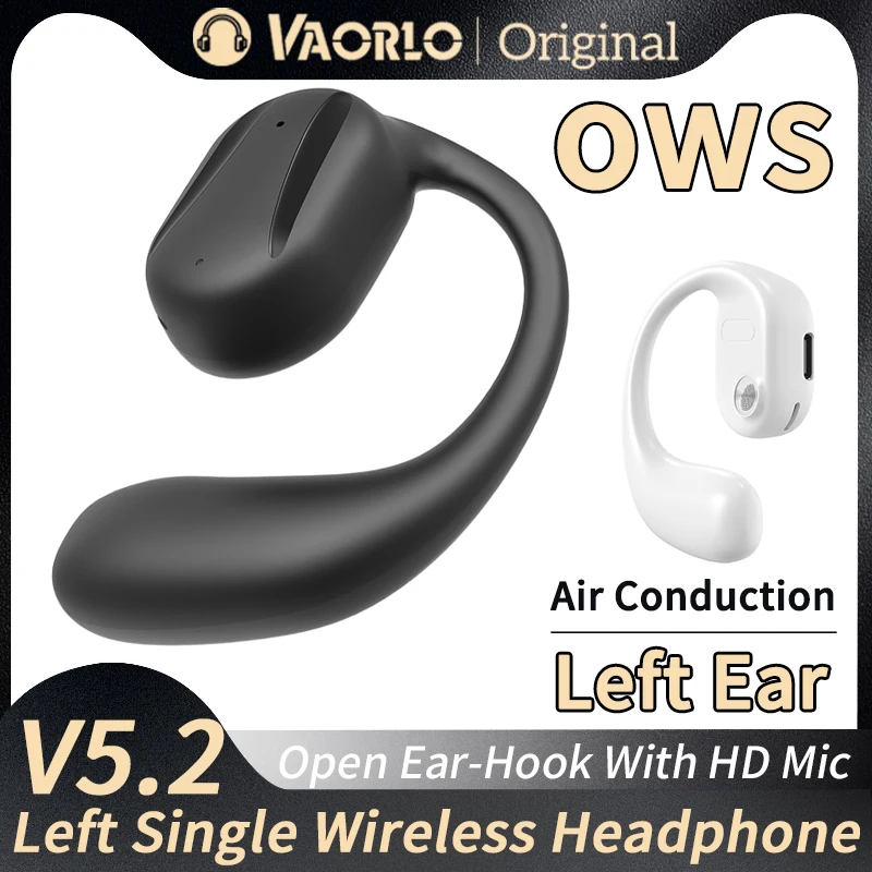 OWS Single Left Ear Air Conduction Wireless Headphone Ear-Hook Open Bluetooth Earphone With Mic ...