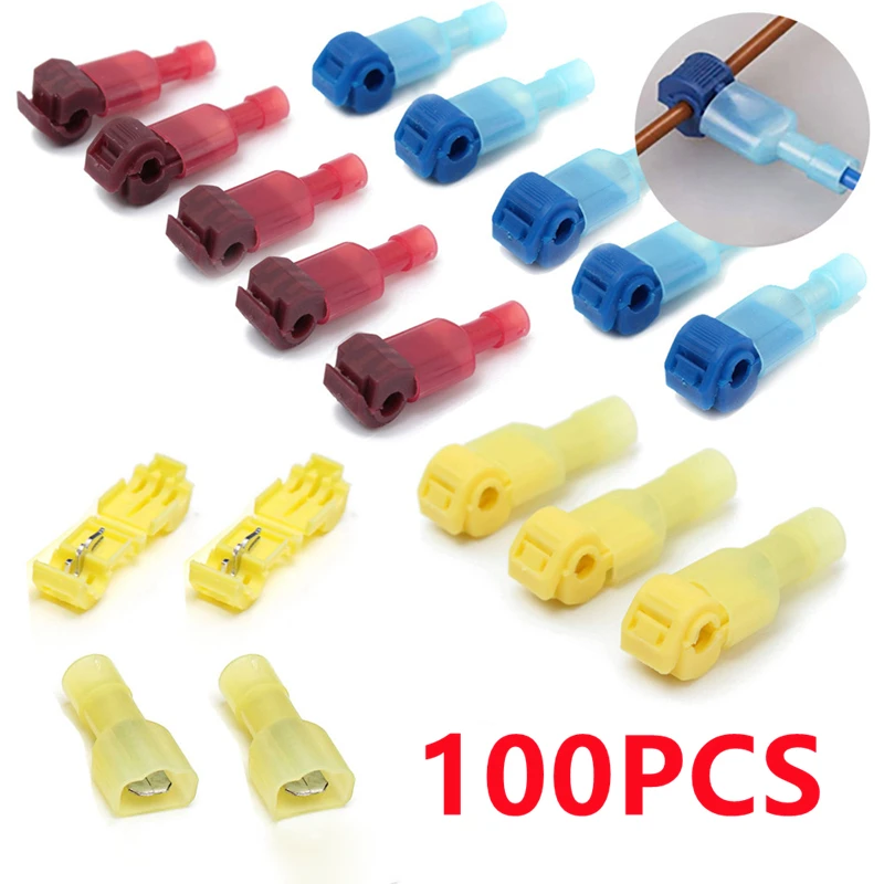 20/60/100Pcs Waterproof Crimp T-Tap Connector Quick Electrical Cable ...
