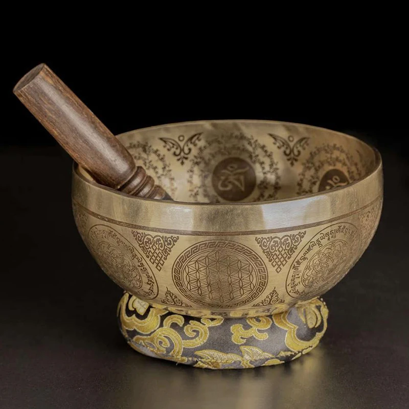 Large-Nepal-Singing-Bowl-Handmade-Brass-Tibetan-Bowls-Set-Yoga ...