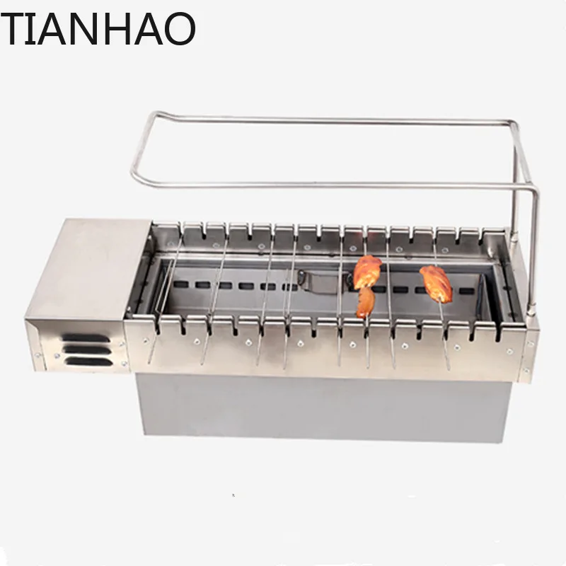 for commercial automatic rotating charcoal BBQ grill meat skewer ...