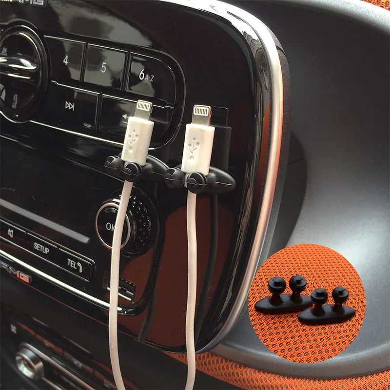 Hard Plastic Cable Black Wire Organizer Clip Tidy USB Charger Cord ...