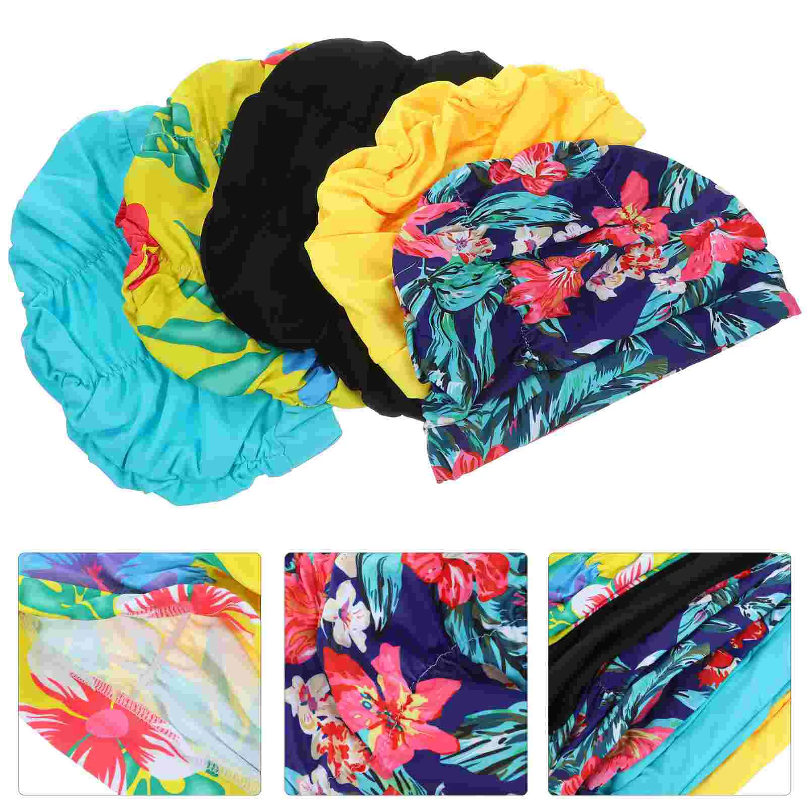 5-Pcs-Pleated-Cloth-Swimming-Cap-for-Larger-Head-Circumference-Caps ...