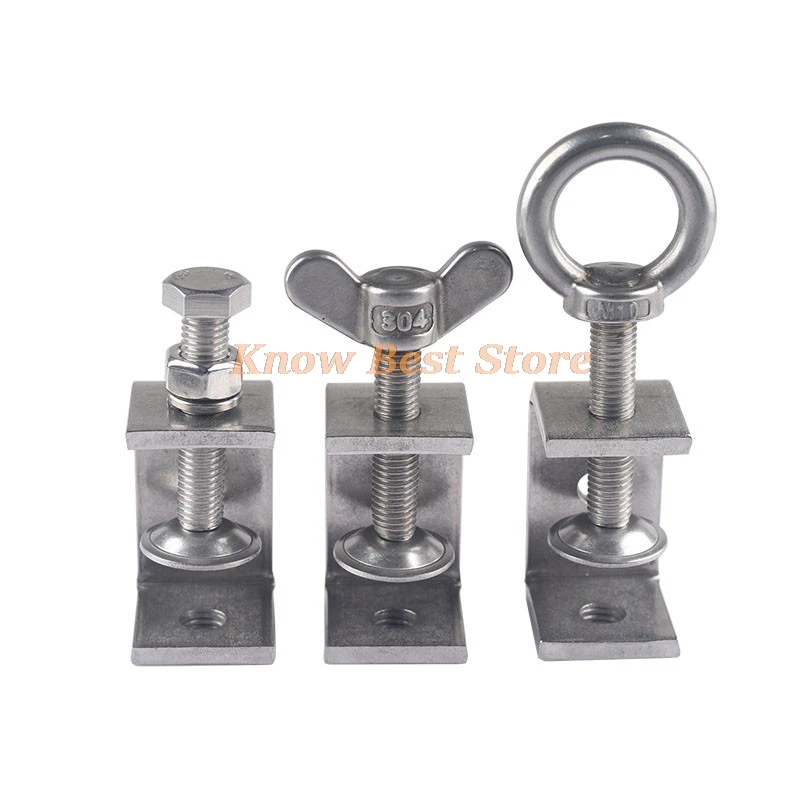 1PC 304 stainless steel clip Adjustable C-clamp Square steel pipe clamp ...