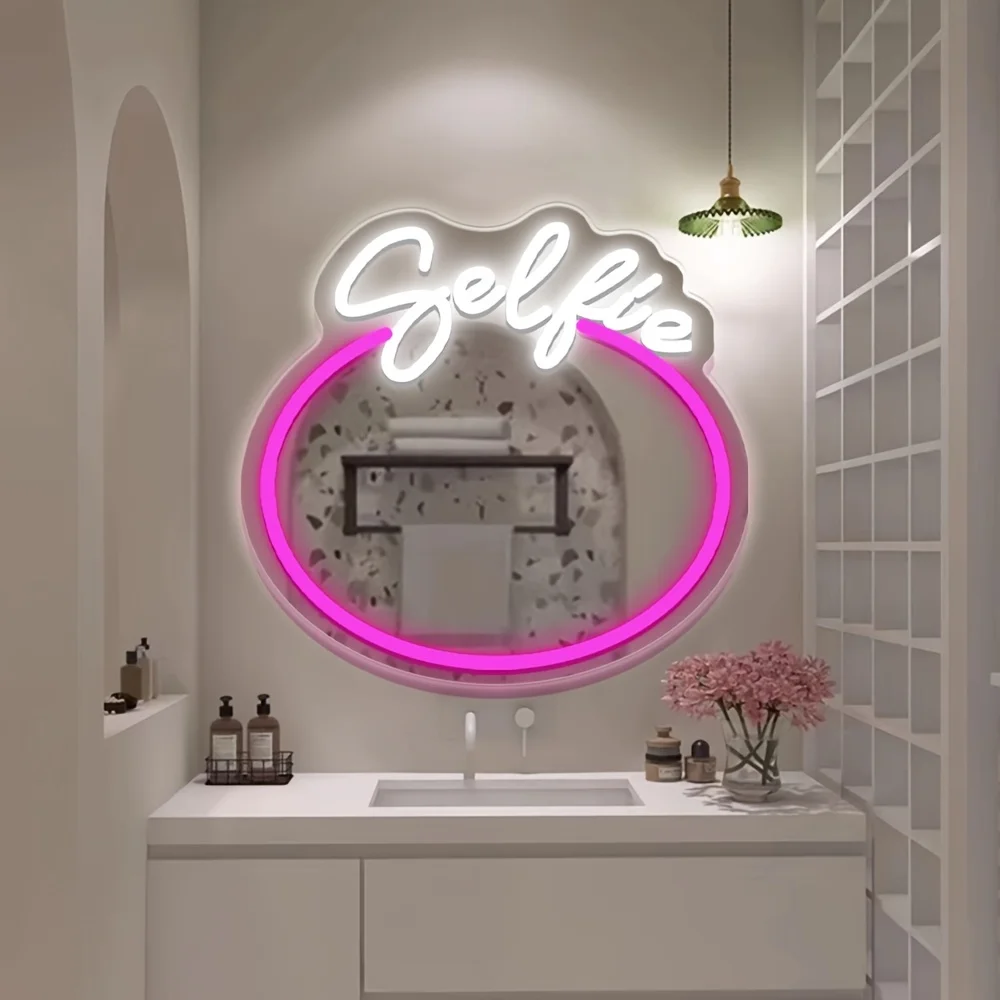 Selfie-Makeup-Mirror-Neon-Light-Usb-Mirror-Neon-Light-For-Makeup ...